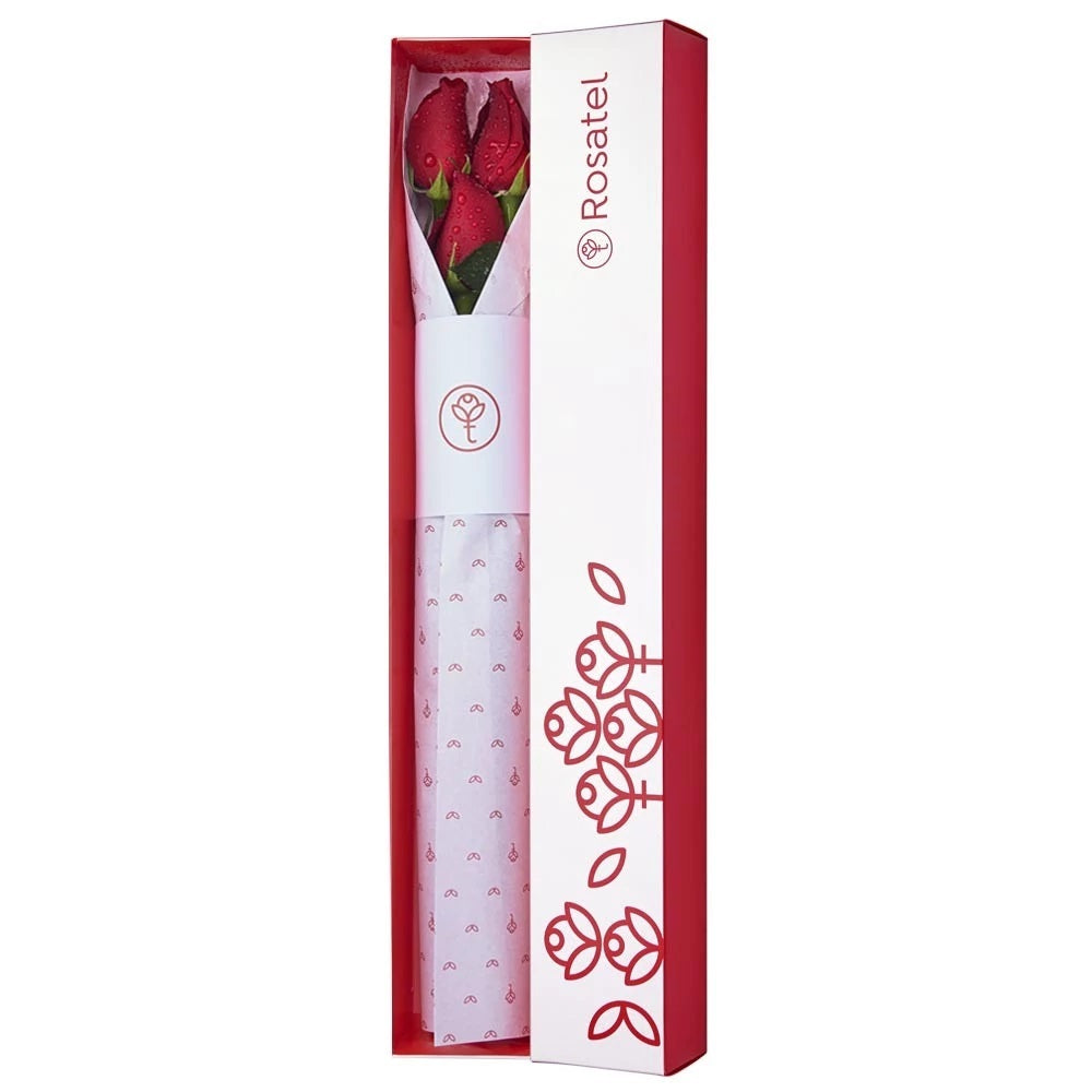 Caja Blanca Pequeña con 3 Rosas – Rosatel Chile